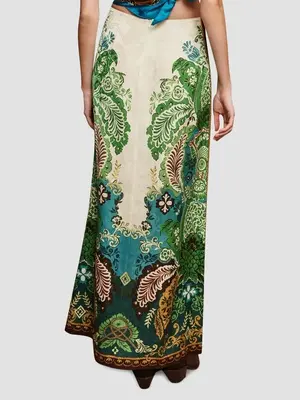 ALEMAIS Florence Printed Silk A-line Maxi Skirt