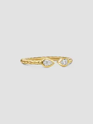 David Yurman Petite Modern Renaissance Open Pear Ring In 18k Yellow Gold - Diamond