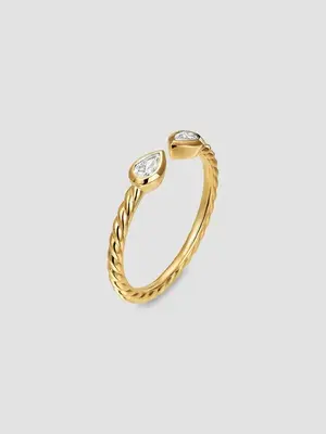 David Yurman Petite Modern Renaissance Open Pear Ring In 18k Yellow Gold