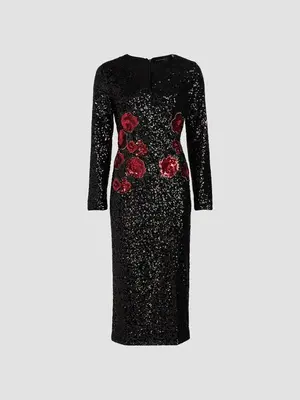 Elie Tahari The Aurora Floral Sequin Cocktail Dress