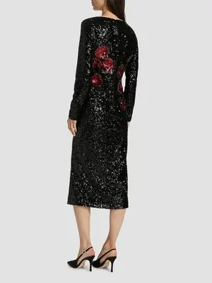 Elie Tahari The Aurora Floral Sequin Cocktail Dress