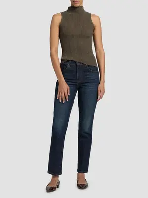 LESET Blake Rib-knit Sleeveless Turtleneck Sweater