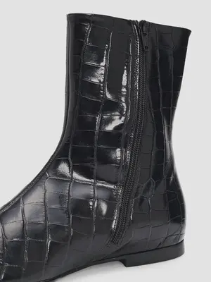 TOTEME Croc-embossed Leather Chelsea Boots - Black