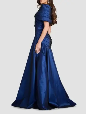 Tadashi Shoji Pleated Taffeta Portrait Gown