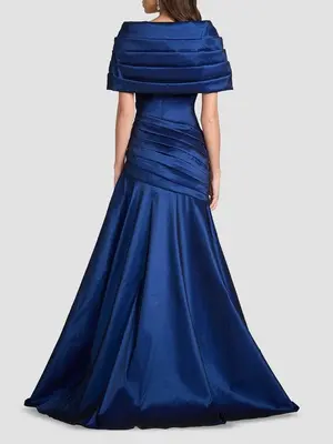 Tadashi Shoji Pleated Taffeta Portrait Gown