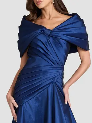 Tadashi Shoji Pleated Taffeta Portrait Gown
