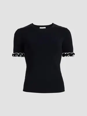 Elie Tahari The Rose Frill-cuff Top - Noir