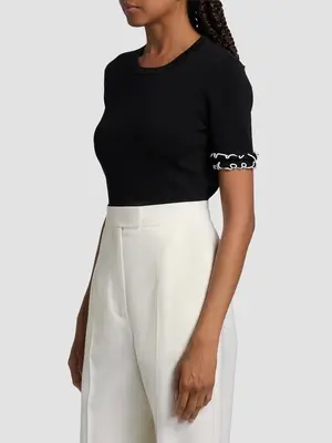 Elie Tahari The Rose Frill-cuff Top - Noir