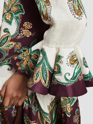 ALEMAIS Ruthie Printed Linen Drop-waist Mini Shirtdress