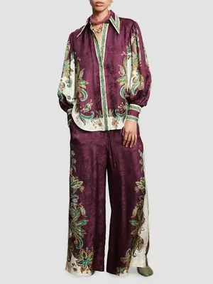 ALEMAIS Ruthie Paisley Wide-leg Pants