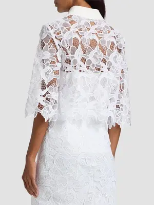 Chiara Boni La Petite Robe Euryd Lace Open-knit Button-front Shirt