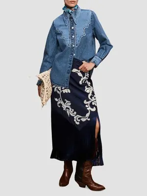ALEMAIS Jesse Patchwork Denim Shirt