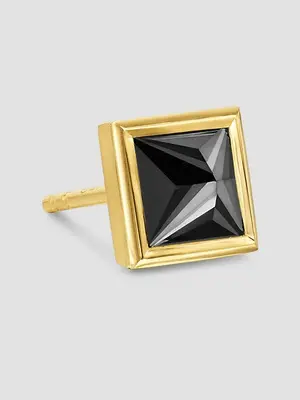 David Yurman Pyramid Stud Earring In 18k Yellow 6.6mm - Black