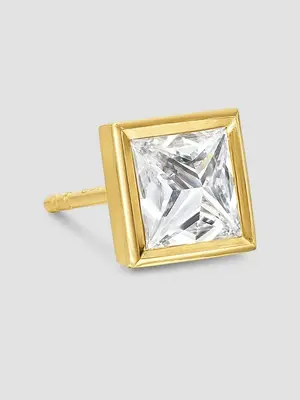 David Yurman Pyramid Stud Earring In 18k Yellow 6.6mm - Diamond