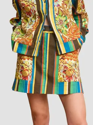 ALEMAIS Charlie Graphic Linen Miniskirt