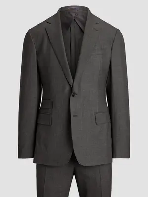 Ralph Lauren Purple Label Kent Hand-tailored Wool Birdseye Suit - Charcoal Multi