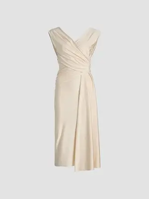 Chiara Boni La Petite Robe Lores Jj Satin Wrap Sheath Dress - Macadamia