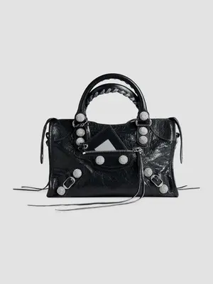 Balenciaga Le City Small Giant Studs Top Handle Bag With Rhinestones