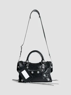 Balenciaga Le City Small Giant Studs Top Handle Bag With Rhinestones