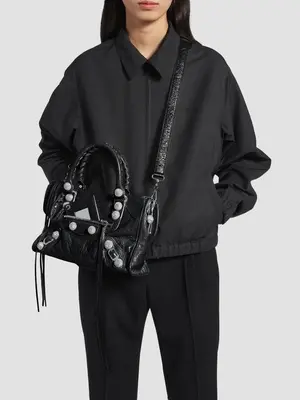 Balenciaga Le City Small Giant Studs Top Handle Bag With Rhinestones