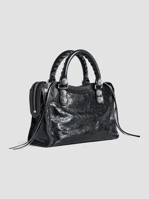 Balenciaga Le City Small Giant Studs Top Handle Bag With Rhinestones