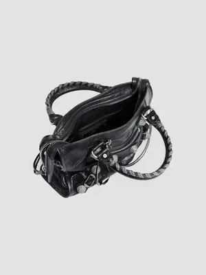Balenciaga Le City Small Giant Studs Top Handle Bag With Rhinestones
