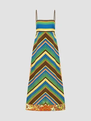 ALEMAIS Charlie Mixed-print Linen Day Dress