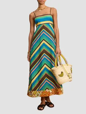 ALEMAIS Charlie Mixed-print Linen Day Dress