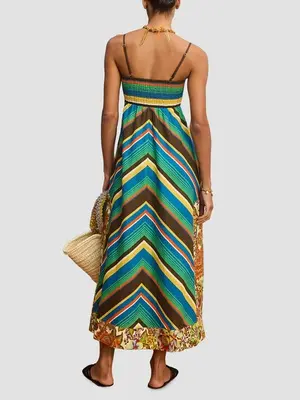 ALEMAIS Charlie Mixed-print Linen Day Dress
