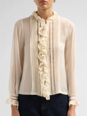 DÔEN Magdeleine Ruffle Silk Top