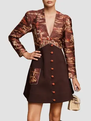 ALEMAIS Ezra Printed Linen-blend Mini Dress