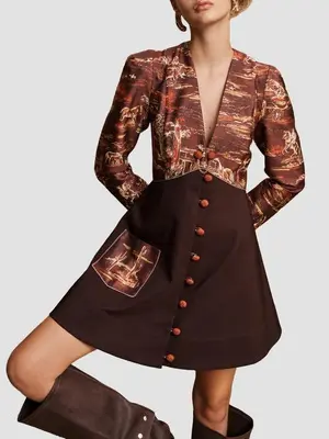 ALEMAIS Ezra Printed Linen-blend Mini Dress