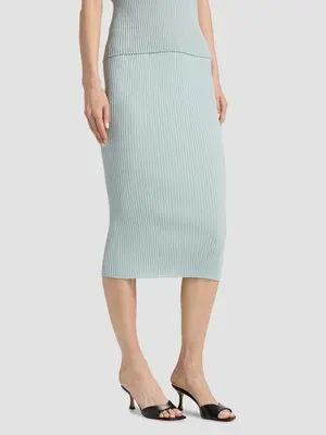 LESET Blake Rib-knit Pencil Midi-skirt