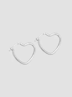 ORADINA Sweetheart Hoops In Sterling - Silver
