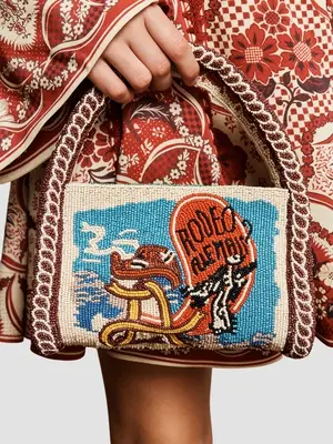 ALEMAIS Ace Beaded Barrel Top Handle Bag