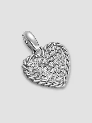 David Yurman Pavé Heart Amulet In Sterling Silver With Diamonds 15.6mm