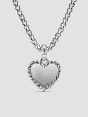 David Yurman Pavé Heart Amulet In Sterling Silver With Diamonds 15.6mm