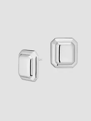 ORADINA Cufflink Button Stud Earrings In Sterling - Silver