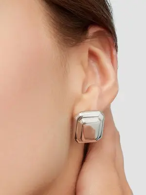 ORADINA Cufflink Button Stud Earrings In Sterling