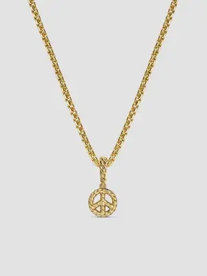 David Yurman Micro Pavé Peace Sign Amulet In 18k Yellow Gold With Diamonds, 7.6mm