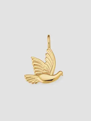 ORADINA Freedom Dove Pendant Charm In 14k Yellow