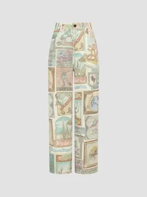 ALEMAIS Andie Printed Mid-rise Straight-leg Jeans