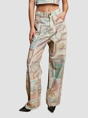 ALEMAIS Andie Printed Mid-rise Straight-leg Jeans