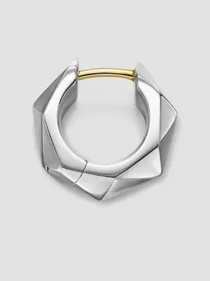 David Yurman Faceted Hoop Earring In Sterling 14.5mm - Silver