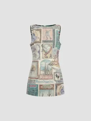 ALEMAIS Andie Printed Denim Mini Dress