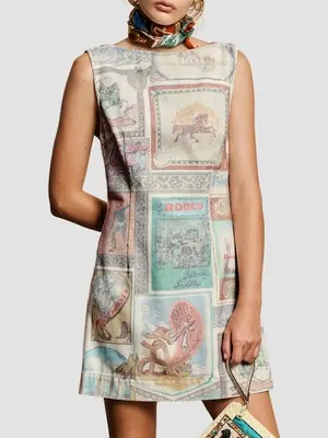 ALEMAIS Andie Printed Denim Mini Dress