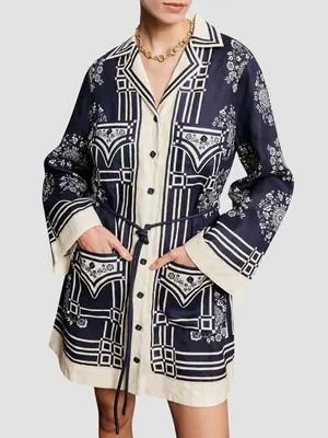 ALEMAIS Banderra Linen Mini Shirtdress
