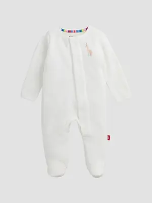 MAGNETIC ME Baby's Embroidered Cotton-blend Velour Footie