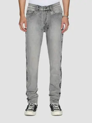 Ksubi Chitch Graphic Cotton Tapered-leg Jeans - Grey