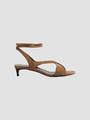 Khaite Liria 35mm Suede Ankle Strap Sandals - Dattero